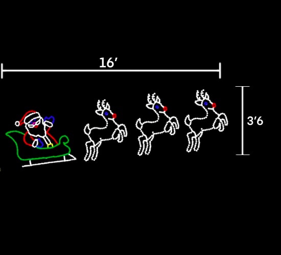 SANTA SLEIGH WITH 3 DEER